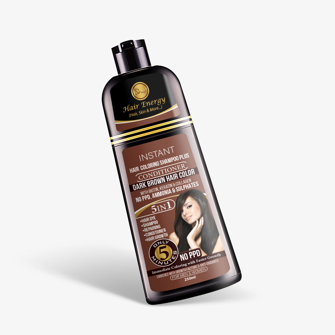 Instant Hair Coloring Shampoo + Conditioner (Dark Brown Color) – Hair ...